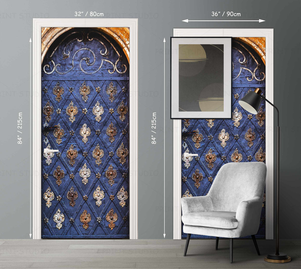Blue Locking Vintage Metal Door Sticker — MixArt