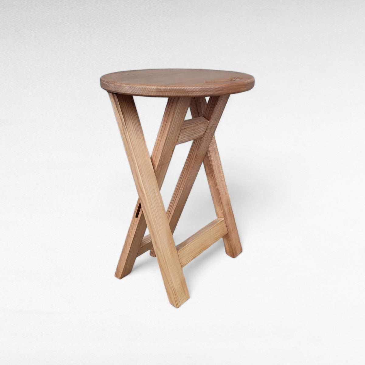 Light brown milky chair Folding wooden ash bar or kitchen stool — MixArt